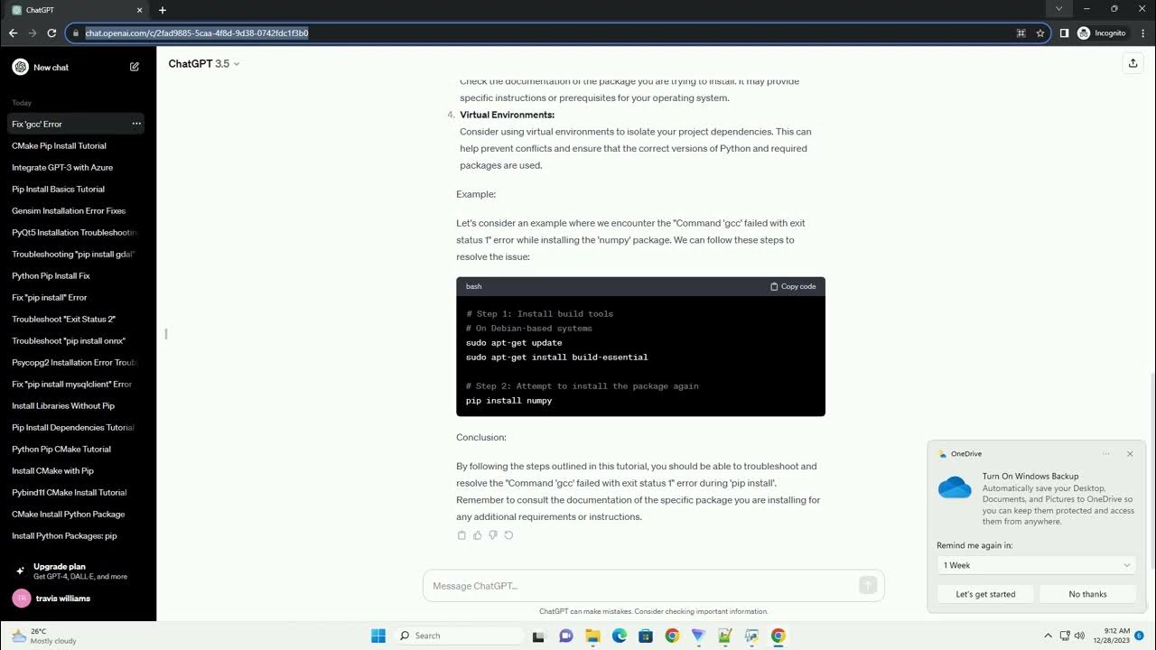 pip install error command gcc failed with exit status 1 - YouTube