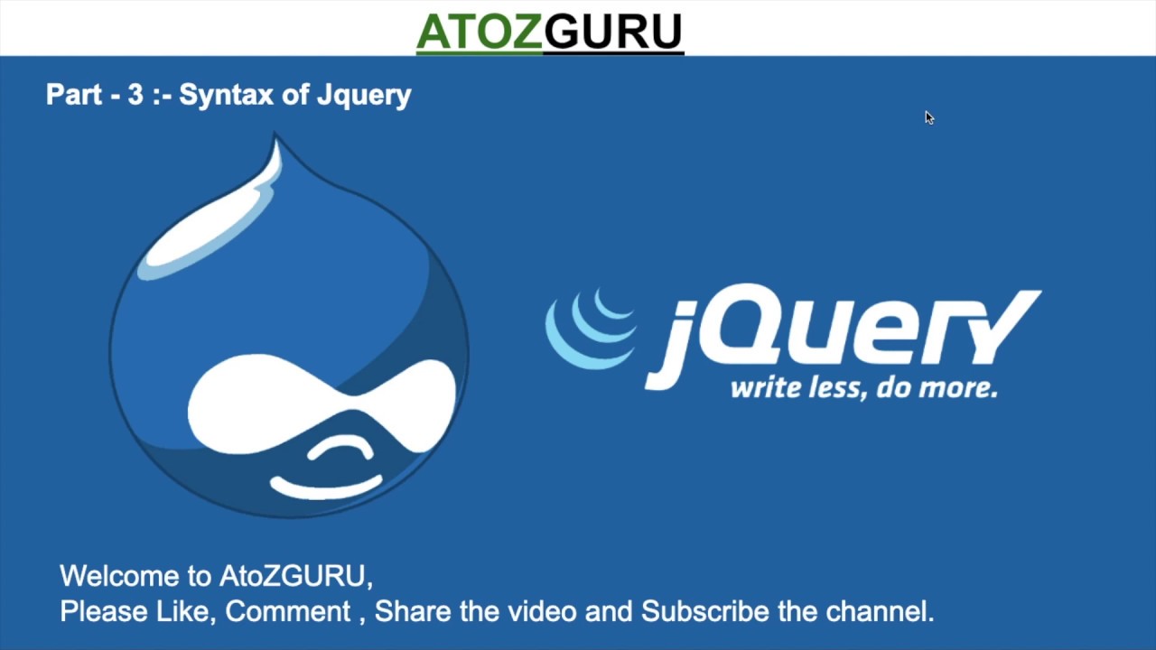 Jquery Tutorial For Beginner Syntax Of Jquery Part 3 Youtube