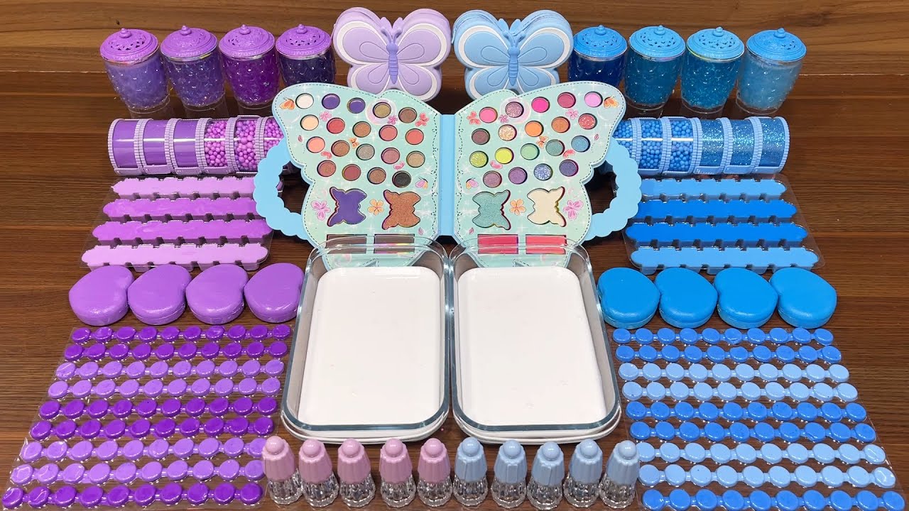 PURPLE vs BLUE I Mixing Random into Glossy Slime I Satisfying Slime ...