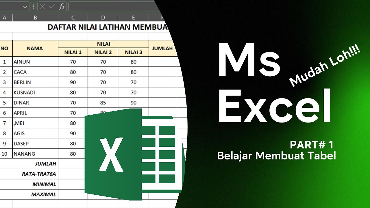 Belajar excel pemula buat tabel mudah dan cepat #part1 - YouTube