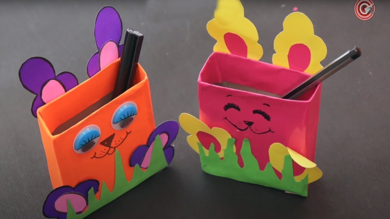 How to Make a Paper Pen Box Simple Origami | Best out of Waste + More ...