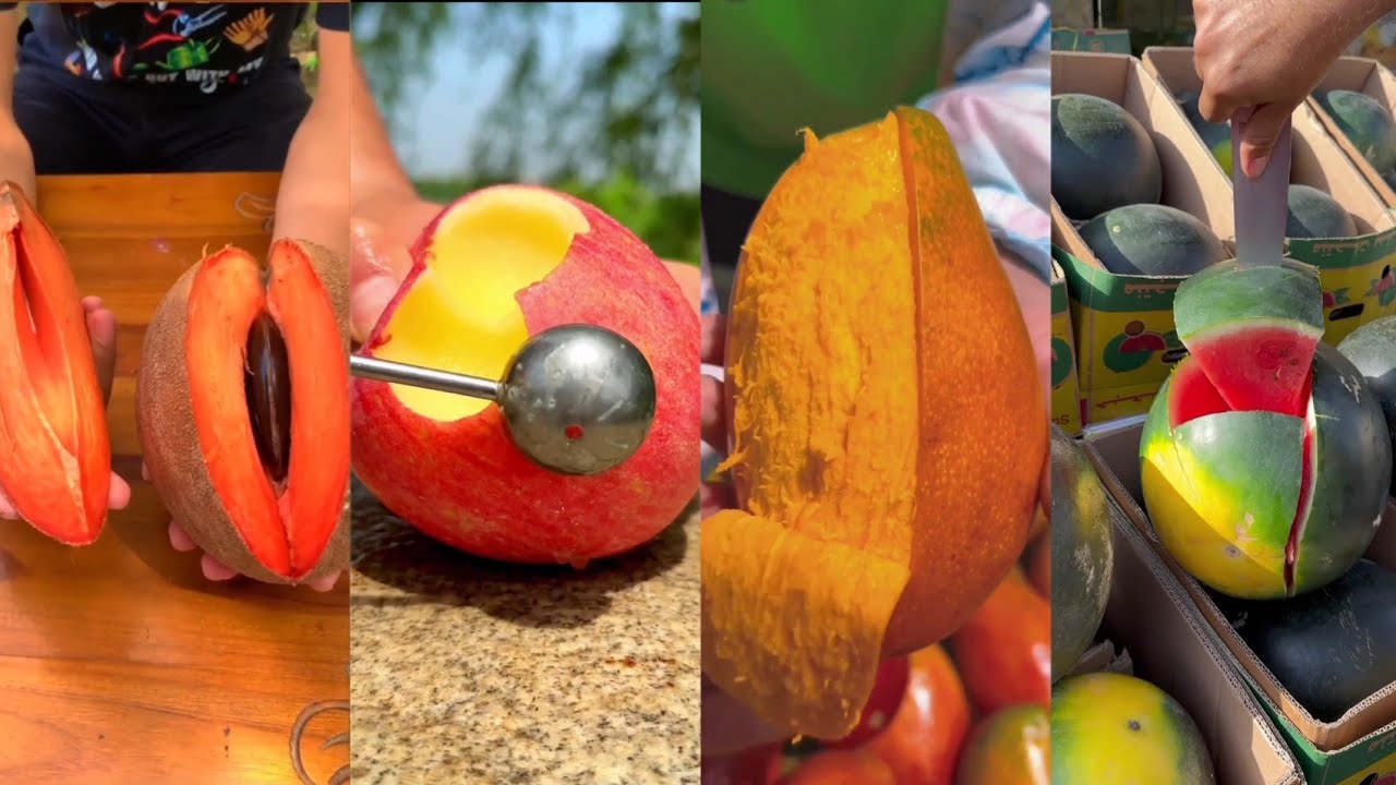 🍑 Satisfying Fruit cutting ASMR 😐 - YouTube