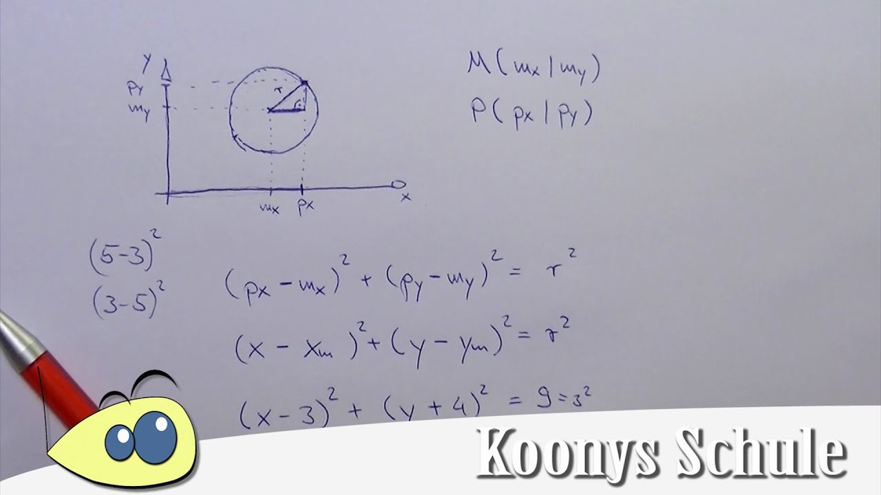 Kreisgleichung, Idee und erste Anwendung, Koordinatenform - YouTube