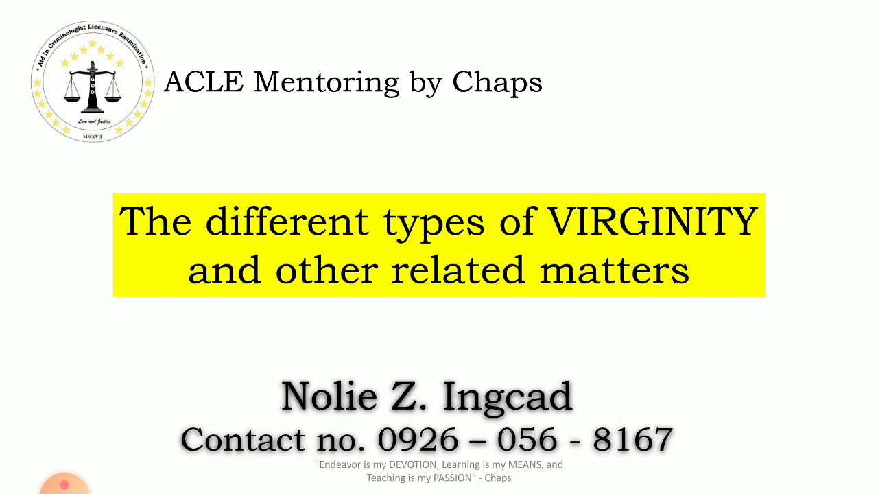 The different types of VIRGINITY, and other related matters. - Nolie Z ...