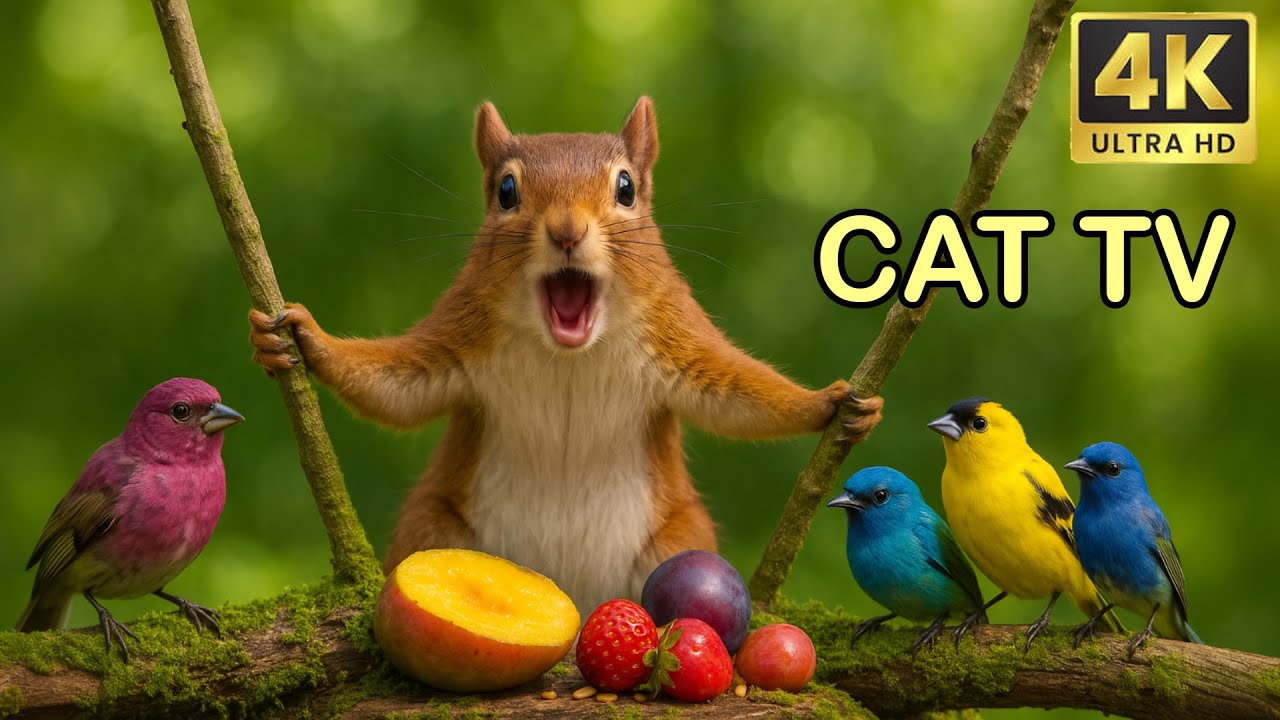 Cat TV for Cats to Watch 🐱 Forest Edge Birds & Light Wind Sounds 🐦 4K ...