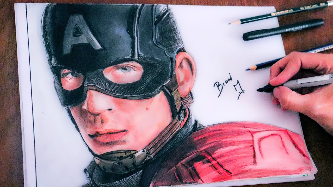 DIBUJANDO AL CAPITÁN AMÉRICA REALISTA / DRAWING CAPTAIN AMERICA ...