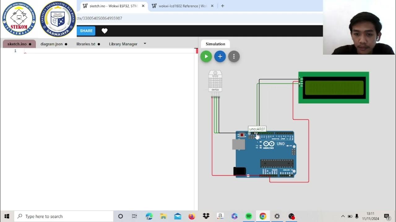 pratikum simulasi monitoring suhu meggunakan web wokwi arduino uno - YouTube