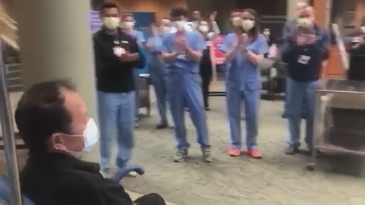 Man Celebrates Recovery From COVID-19 In Hospital Where He Works - YouTube