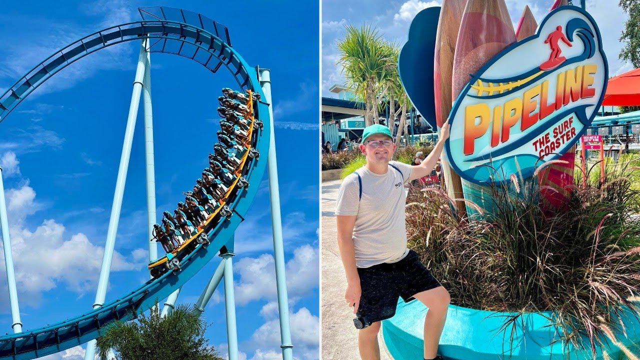 Pipeline: The Surf Coaster FIRST RIDE & Review - SeaWorld Orlando - YouTube