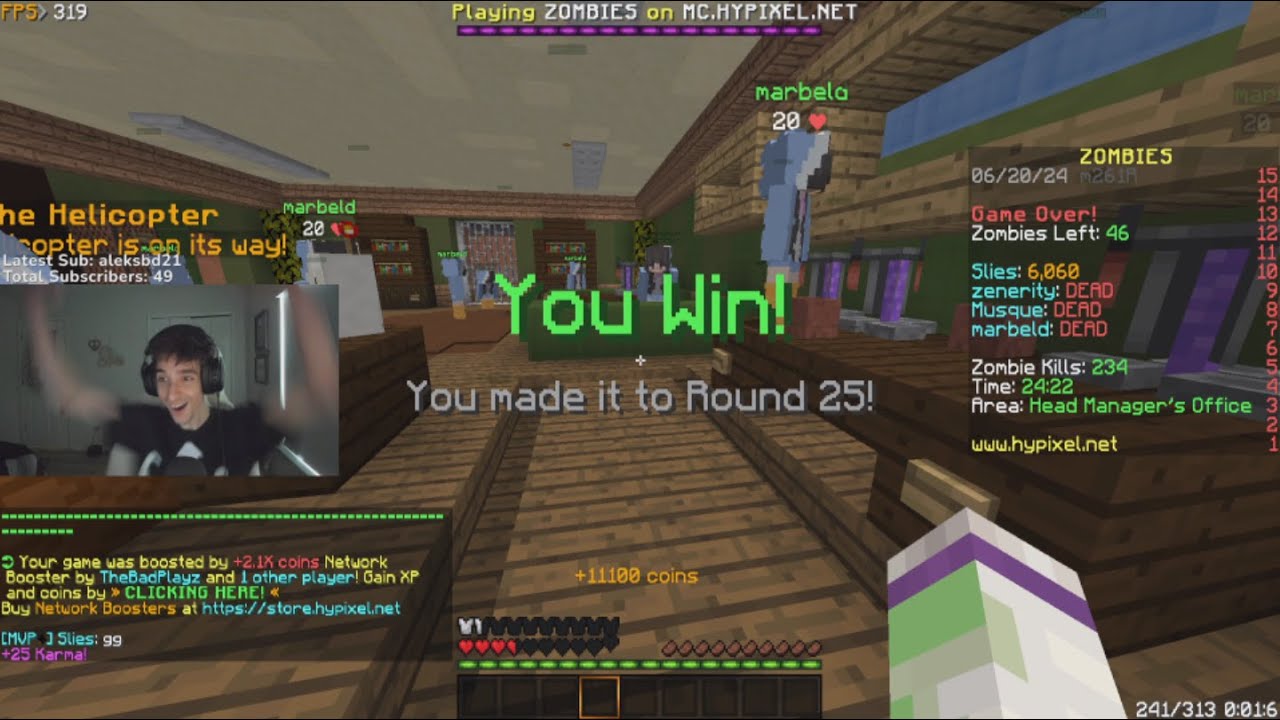 how to win hypixel zombies prison helicopter escape - YouTube