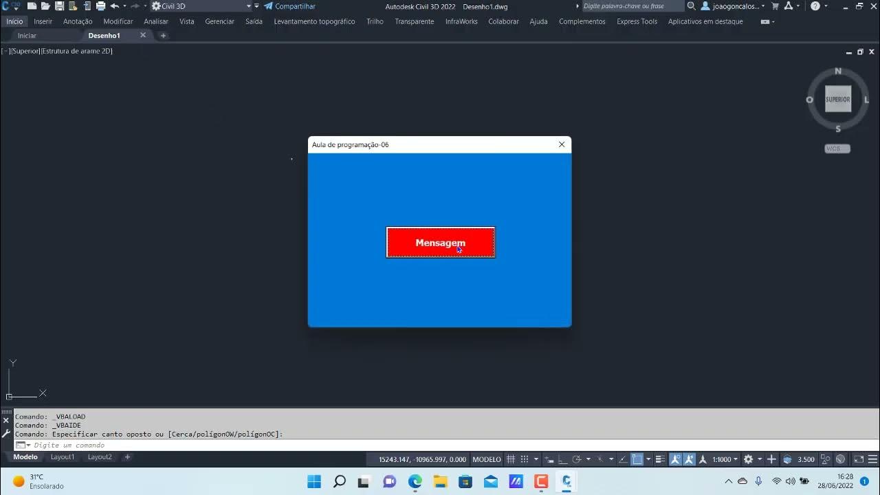 CURSO COMPLETO DE VBA PARA AUTOCAD E AUTOCAD CIVIL AULA06 - YouTube