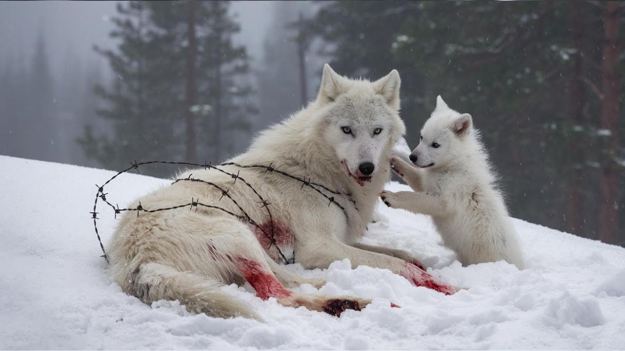 An Arctic Wolf Family, Trapped by Avalanche and Barbed Wire, Was ...