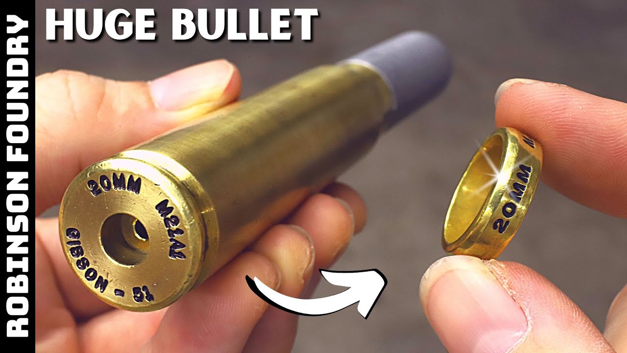 Turning A Huge Bullet Shell Into A RING 20mm Cannon Shell YouTube