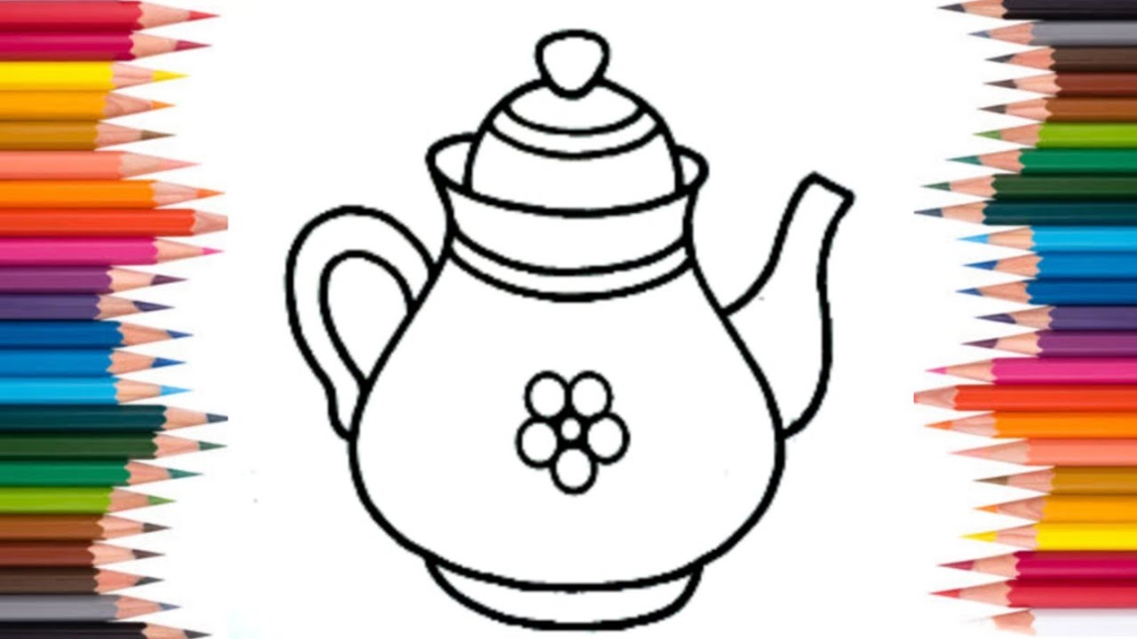 Teapot 🫖 drawing 🎨🖌️ | how to colour in teapot drawing | Colouring 🌈 ...