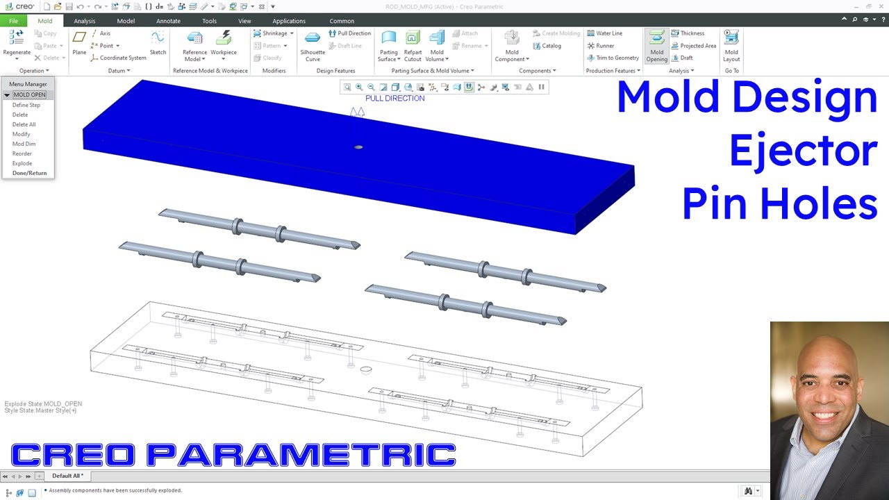 Creo Parametric - Mold Design | Ejector Pin Holes - YouTube