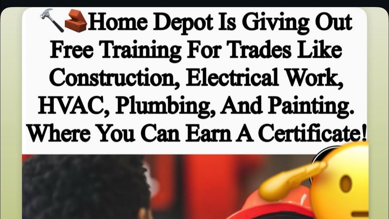 Home Depot free training, skill trades - YouTube