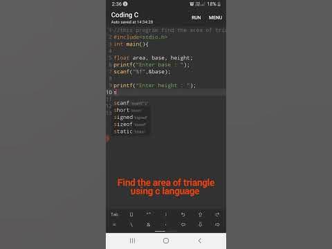 find the area of triangle using c language #clangauge #coding #codinginmobile - YouTube