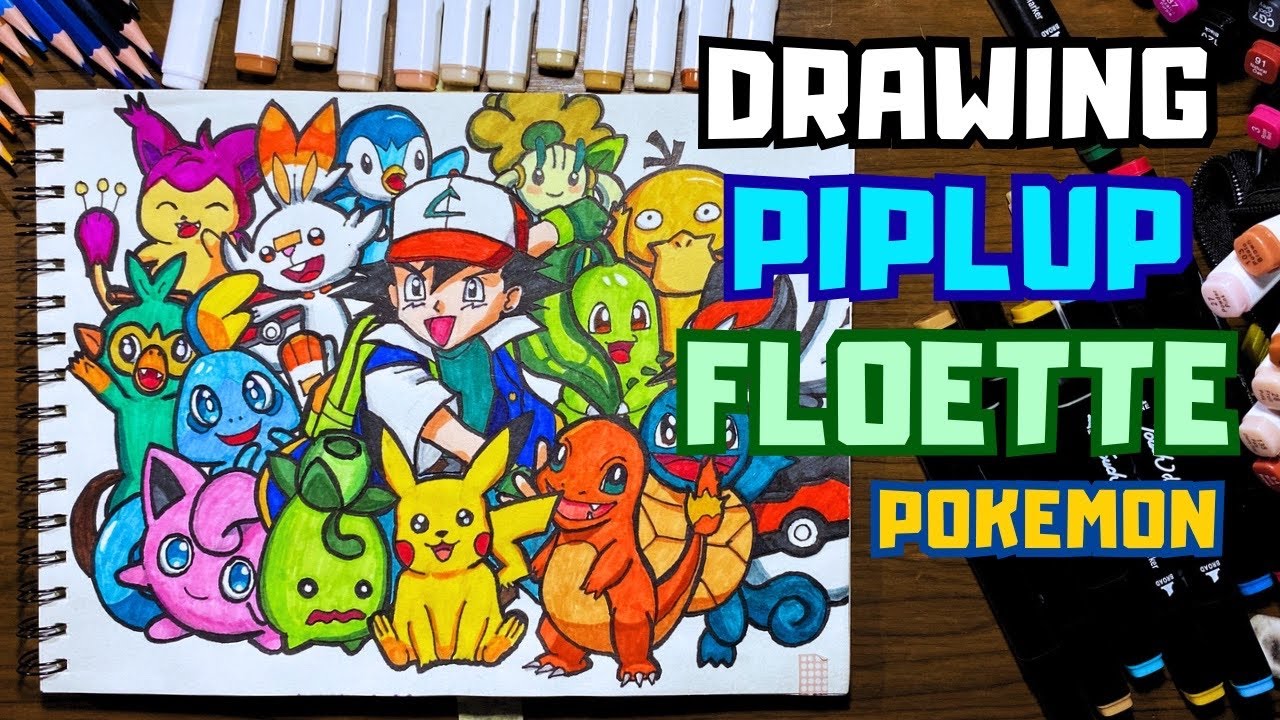 Drawing Pokemon Part14 | How to Draw Piplup and Floette Pokemon | Easy ...
