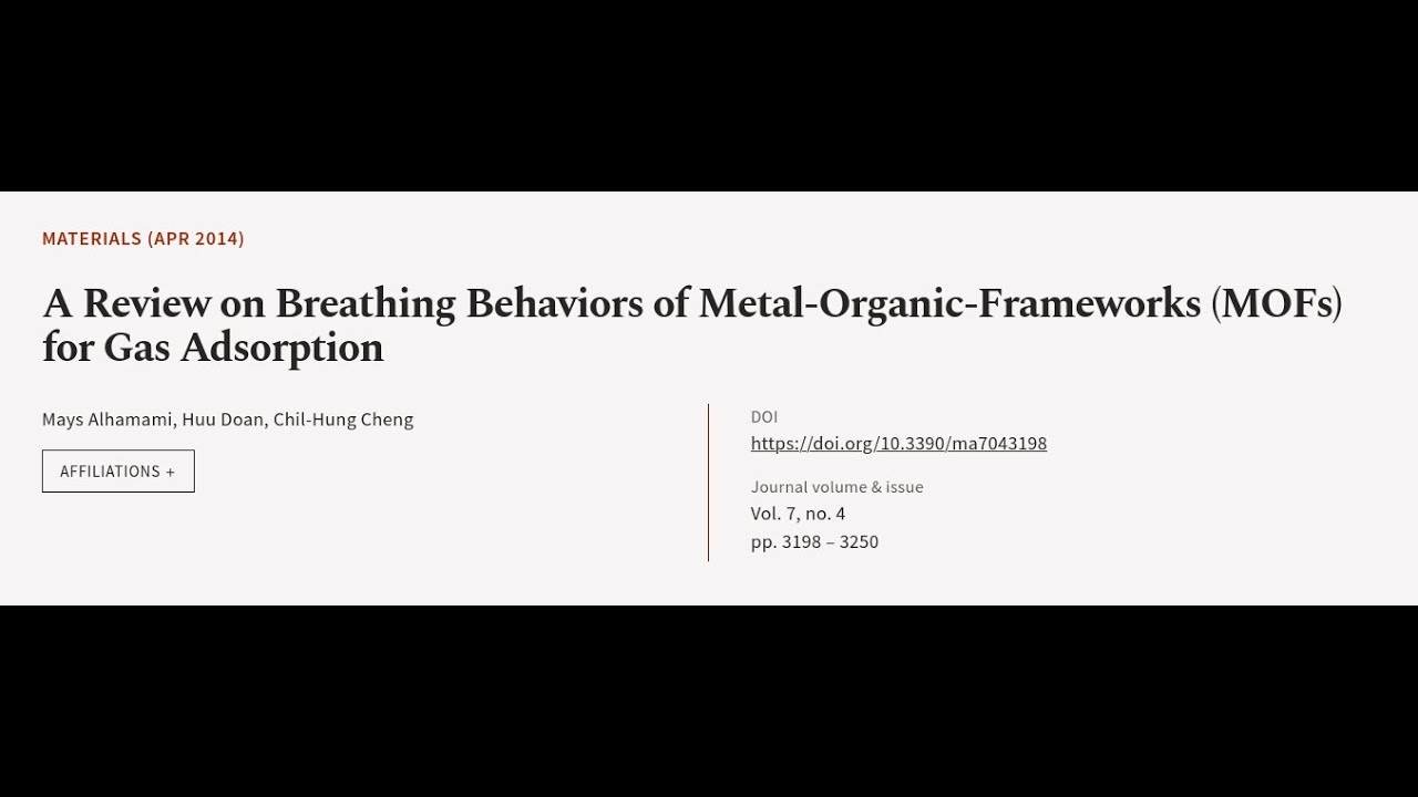 A Review on Breathing Behaviors of Metal-Organic-Frameworks (MOFs) for ...