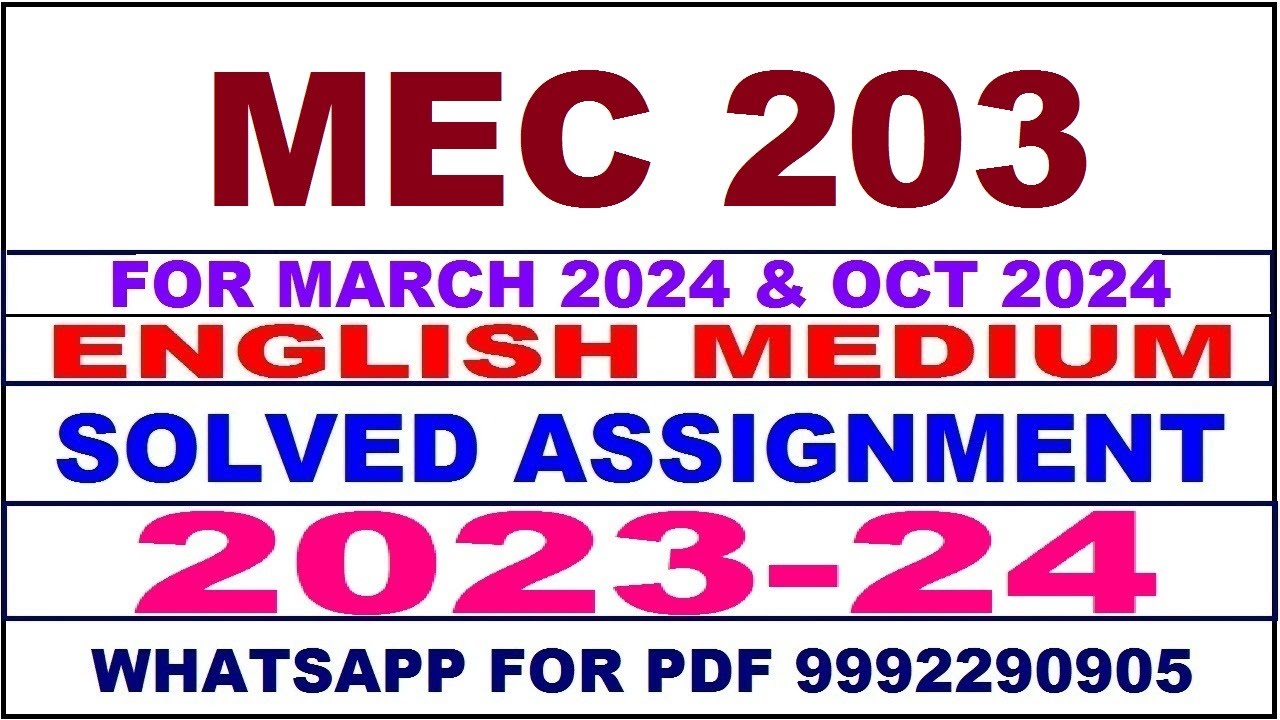 mec 203 solved assignment 2023-24 | mec 203 solved assignment in ...