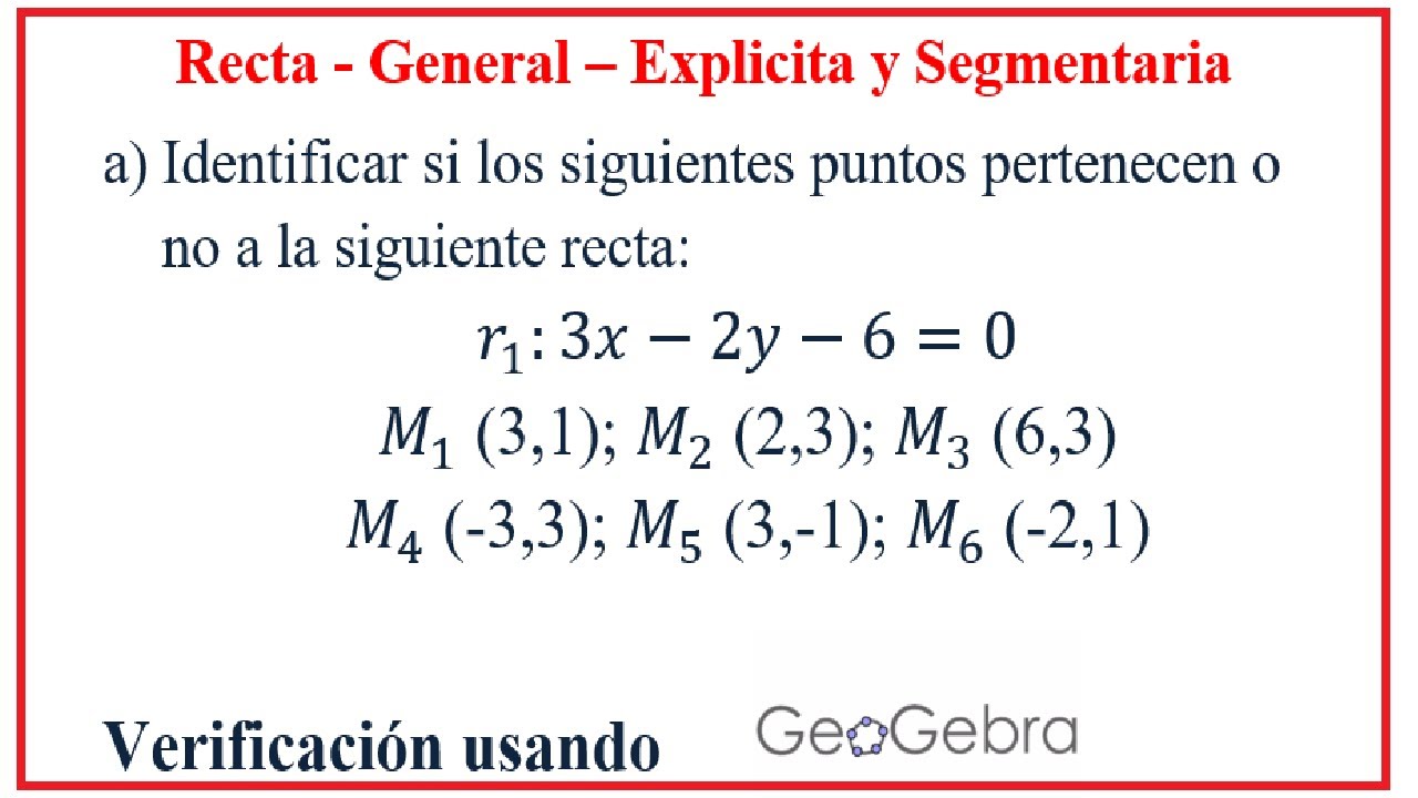 Recta - Formula General, Explicita y Segmentaría - ¿Los puntos ...