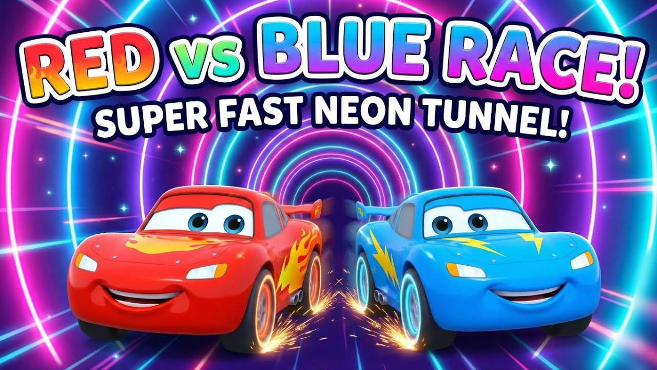 Red Car vs Blue Car Race! 🚗 Cars in Tunnel Cartoon for Kids (Long ...