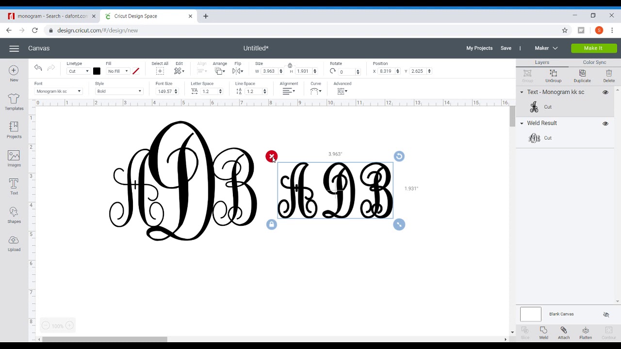 Creating a Monogram in Cricut Design Space - YouTube