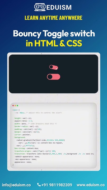 Bouncy Toggle Switch In Html And Css Css Html Javascript Js Cssbeginners Dataanalysis Ai