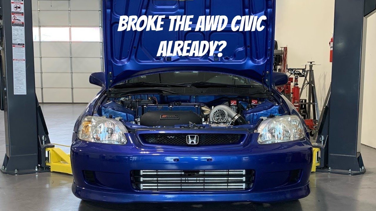 Already pulling motor out of the AWD Turbo Em1 Civic?!! - YouTube