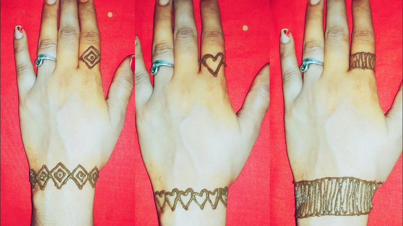 try these very simple nd easy bracelet ring 💍 mehndi designs ll easy ...