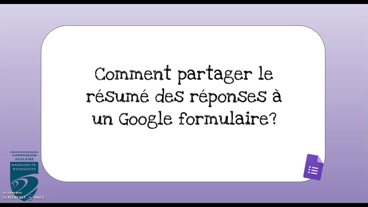 Comment partager le résumé des réponses à un google formulaire? - YouTube