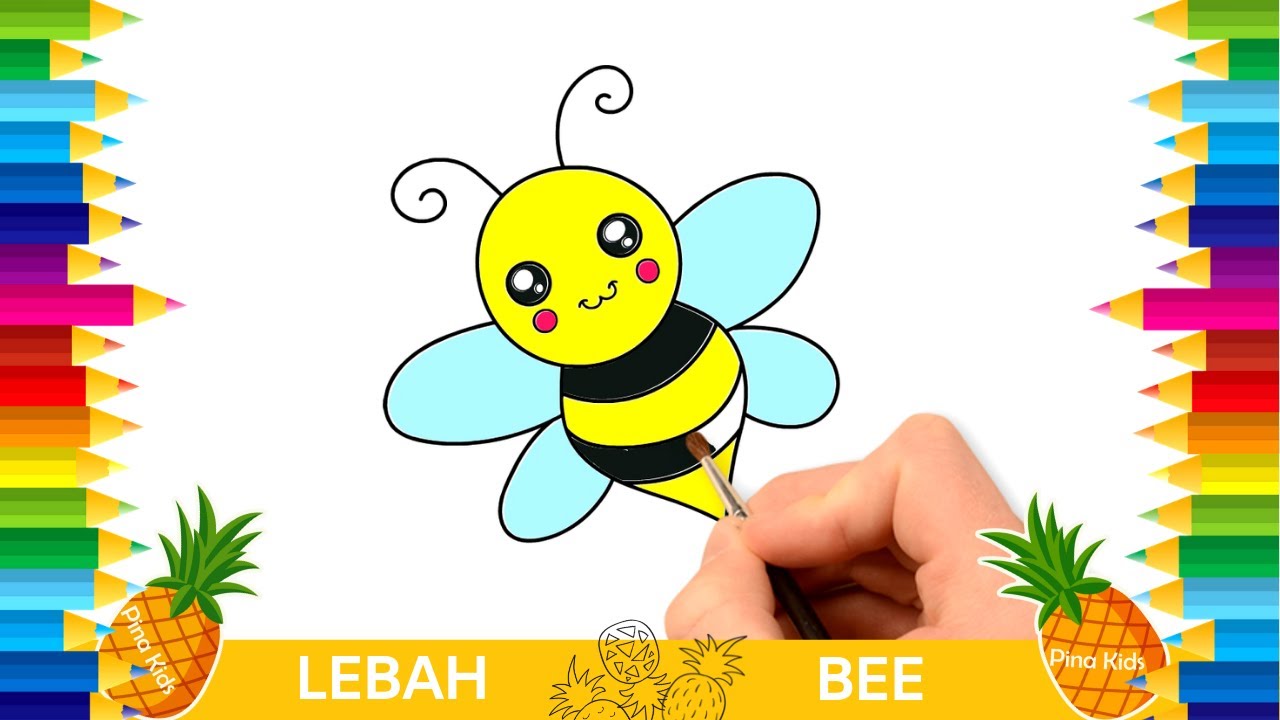 cara menggambar dan mewarnai lebah | how to draw honey bee - YouTube