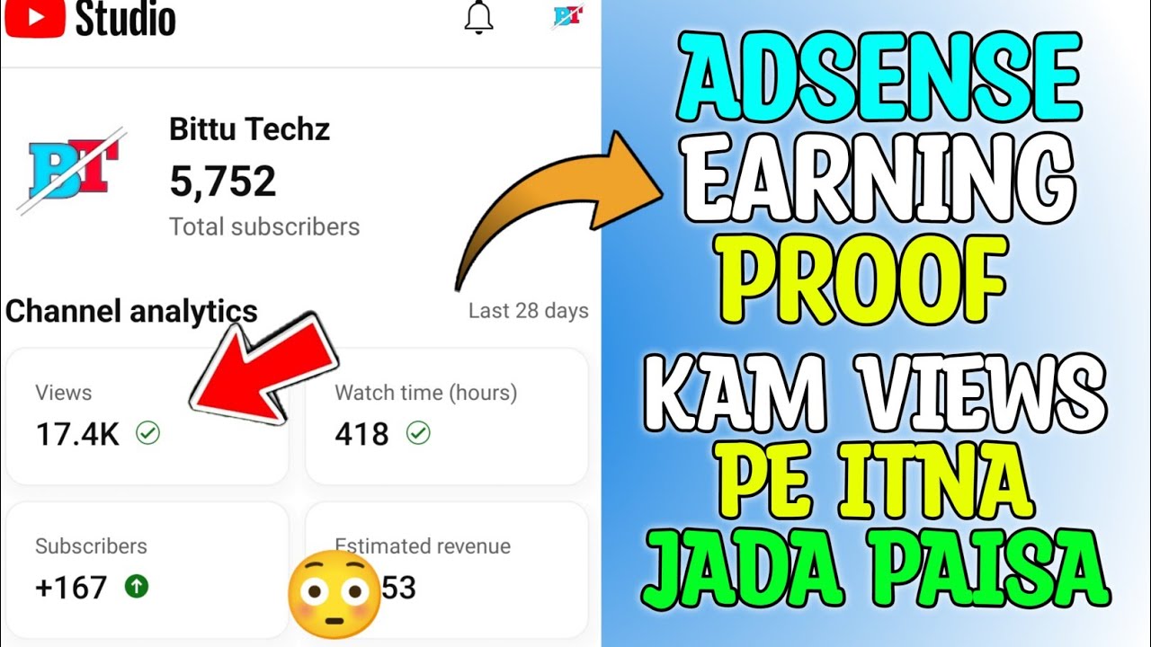 Adsense Earning Proof 2023 | Kam Views Pe Itna Jada Earning | YouTube ...