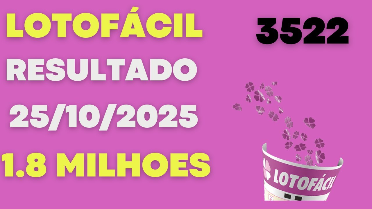 Lotofácil 3522 (HOJE 25/10): Saiu AGORA! Veja se você ganhou - YouTube