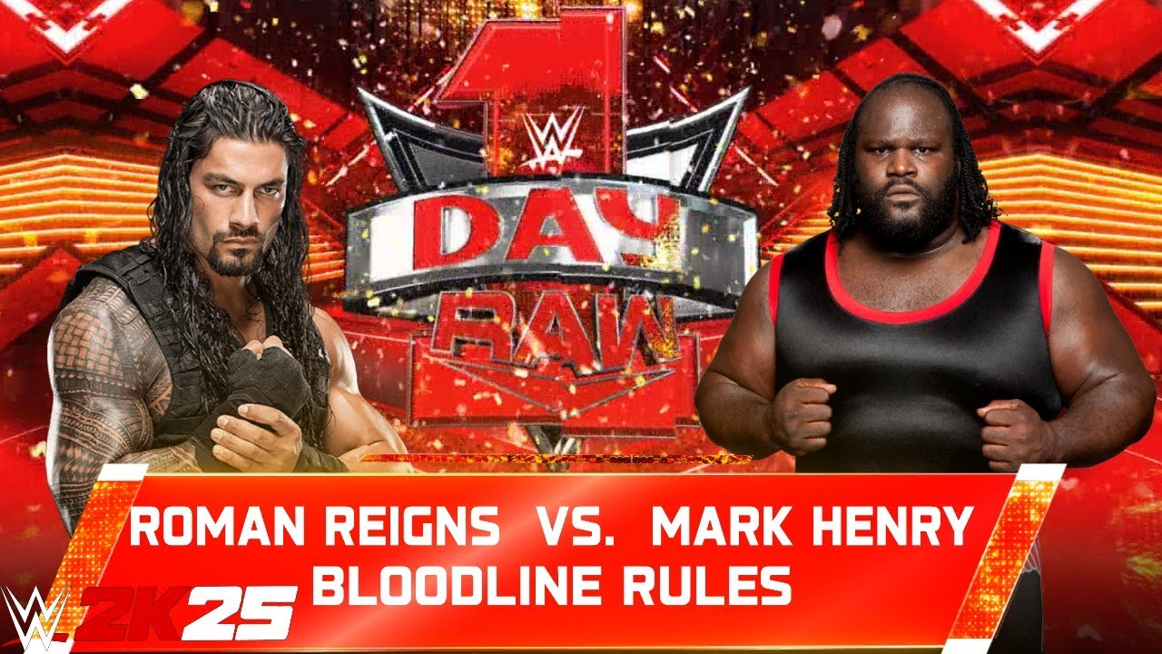 WWE 2k25 - Roman Reigns vs Mark Henry: Bloodline Rules Match at Day 1 ...