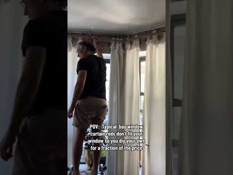 Custom bay window curtain rods under $50? #diy #diyhome #homedecor #baywindowcurtains #baywindow