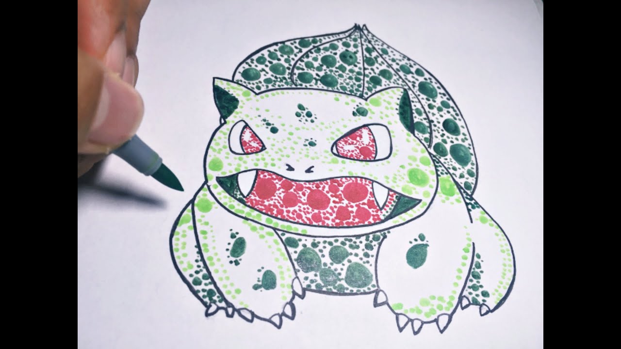 150 Pokemon Challenge!! - Bulbasaur Pointillism (001/150) - YouTube