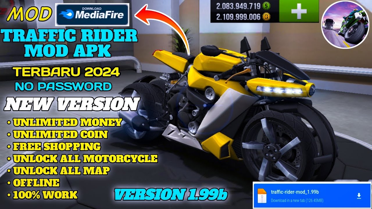 Traffic Rider Mod Apk Terbaru 2024 Version 1.99b Unlimited Money&Coin ...