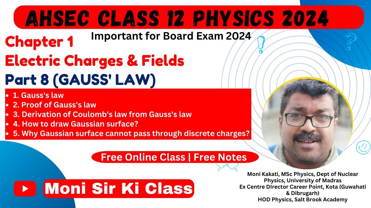 Electric Charges and Fields-09 | Class 12 Physics Chapter 1| Gauss's ...