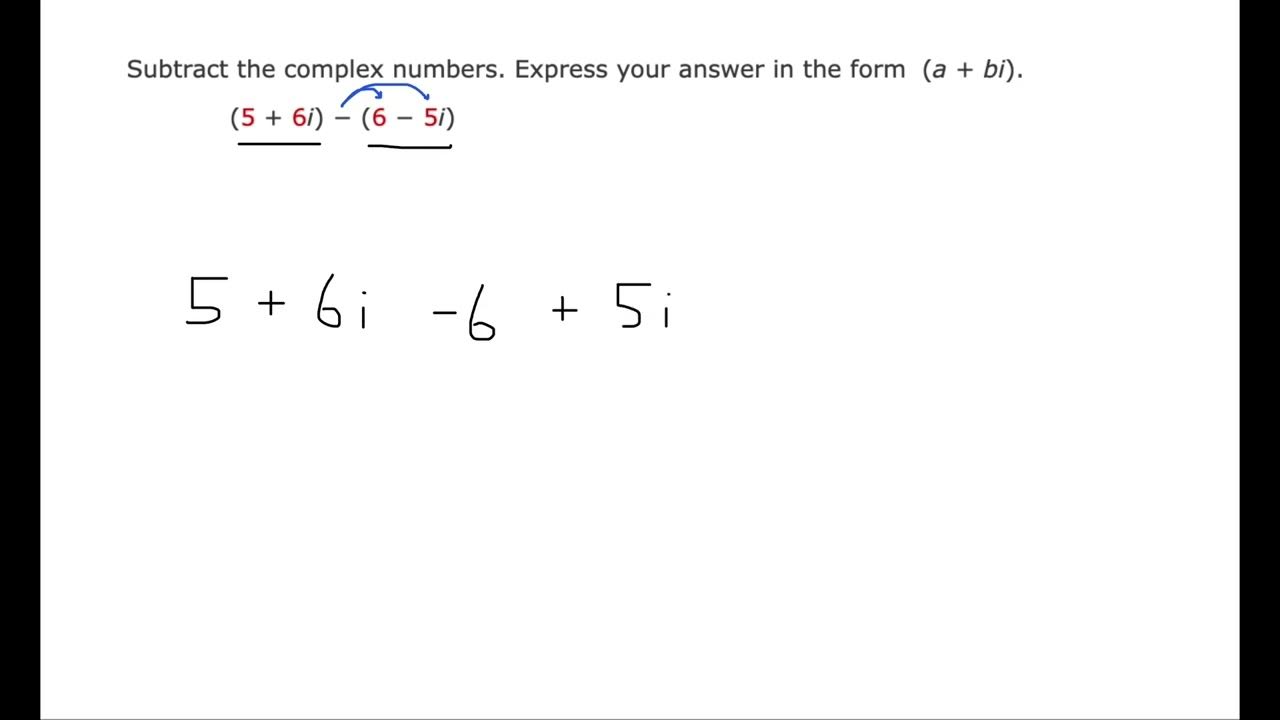 Precalculus - Subtraction of Two Complex Numbers Example - YouTube