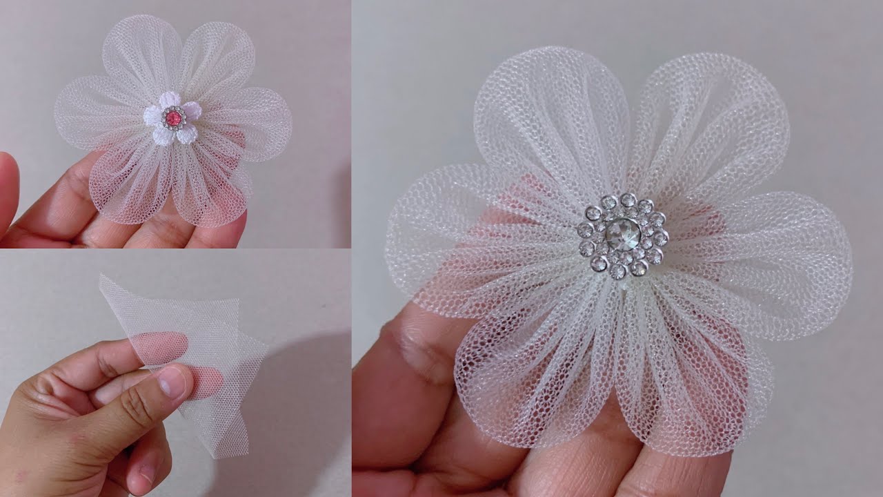 Very Easy Idea | How to Make Net Fabric Flower | easy flower bouquet ...