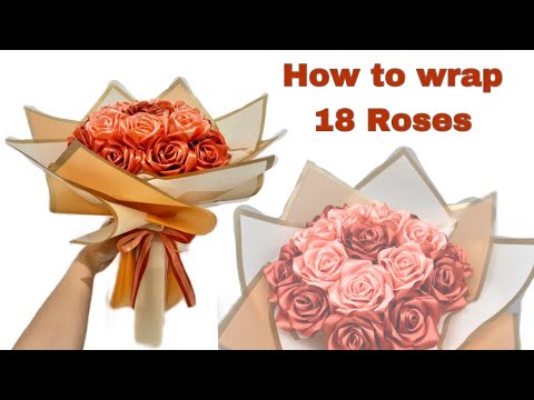 How to wrap 18 Roses|Round Bouquet Tutorial - YouTube