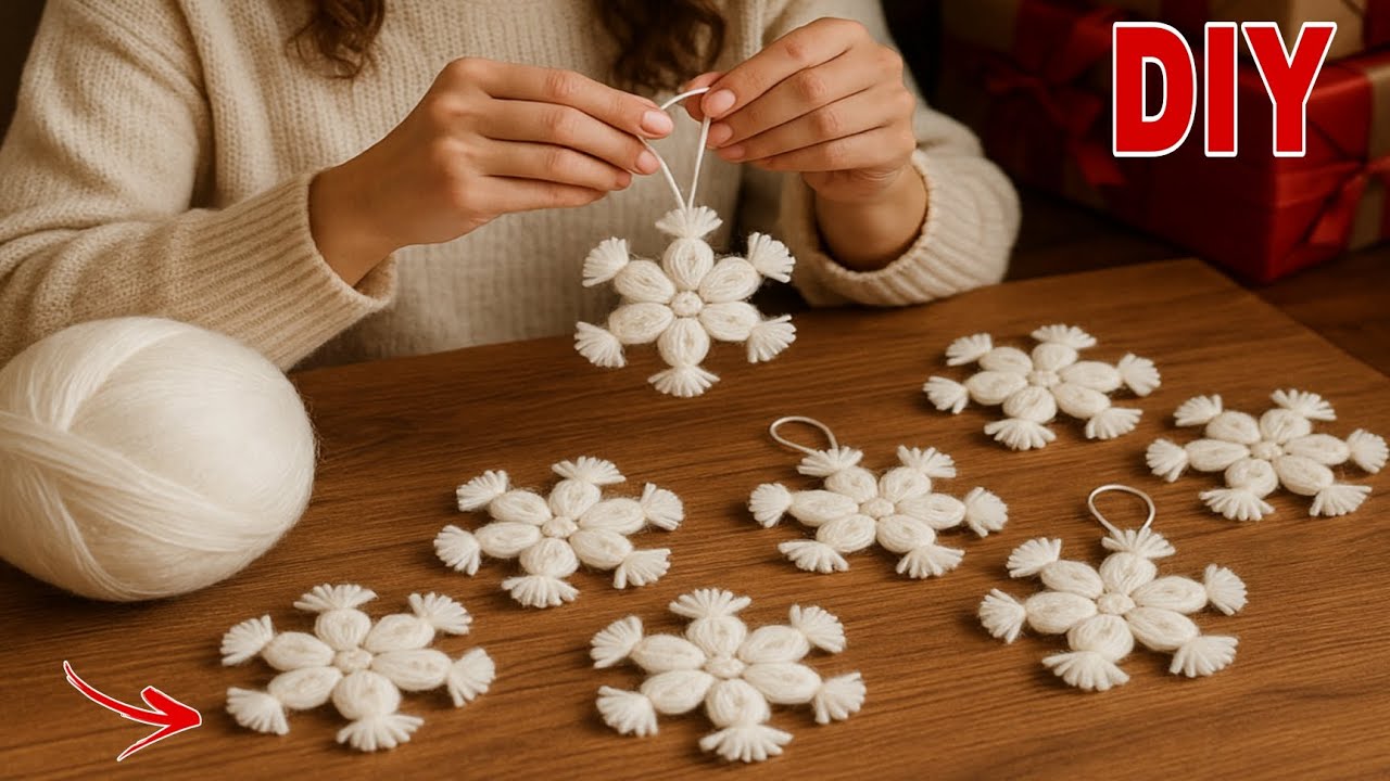 ️Magical Yarn Snowflake for Christmas Tree Decoration | DIY Handmade ...
