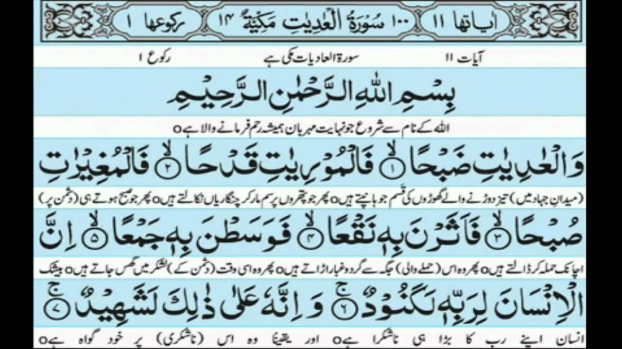 Surah Adiyat - YouTube