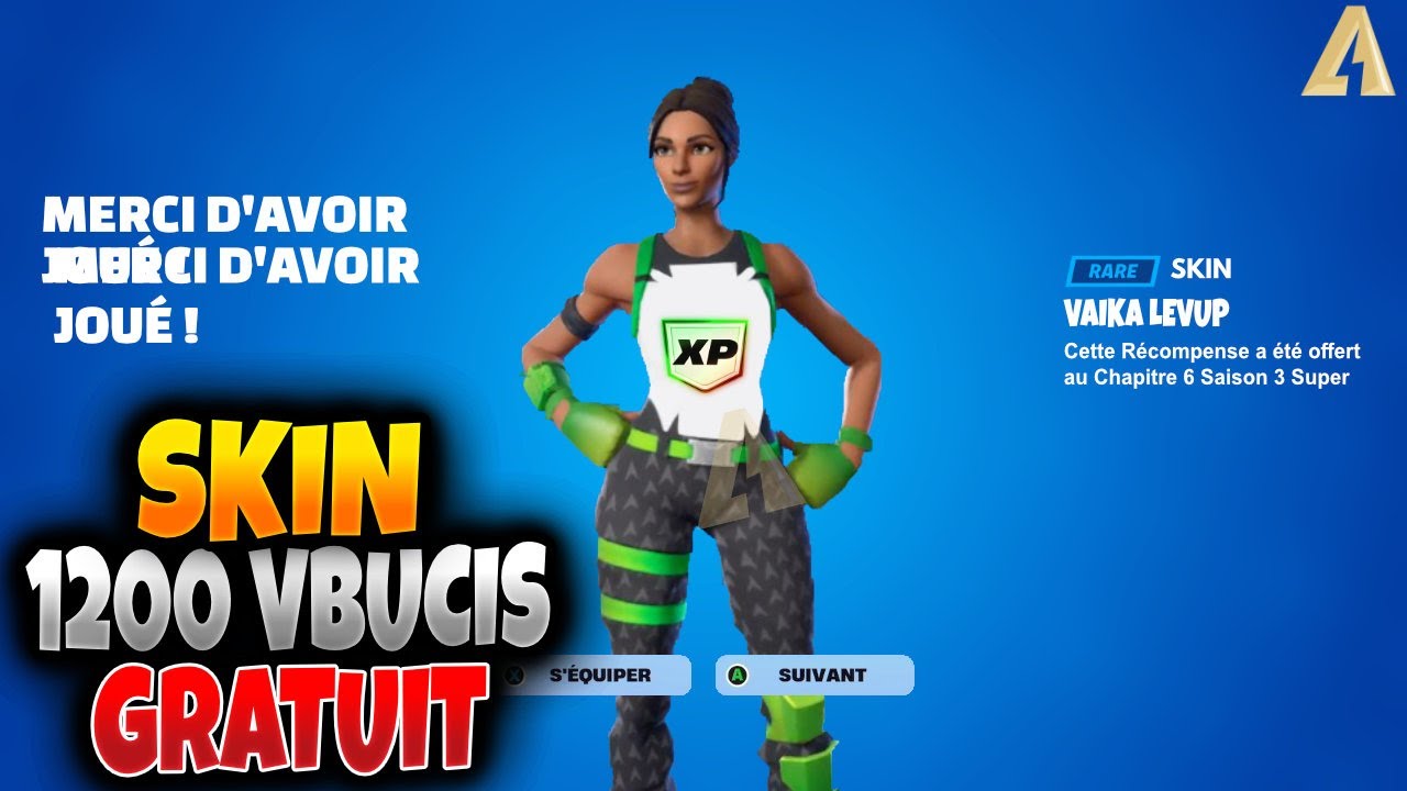 Nouveau Skin 1200 Vbucks GRATUIT Fortnite Super - YouTube