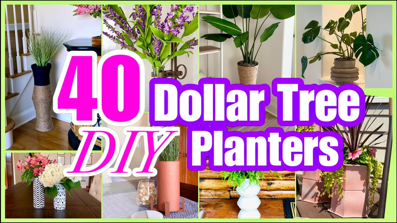 40+ DOLLAR TREE PLANTERS + VASES DIY DECOR! - YouTube