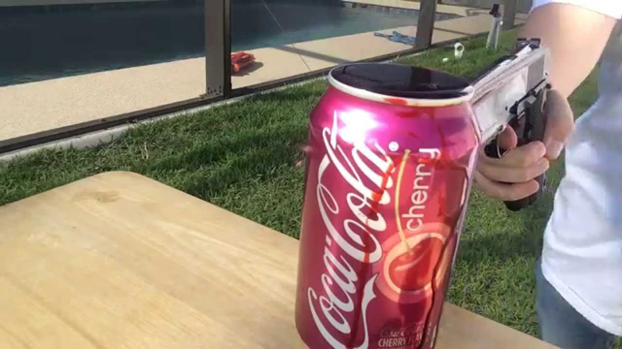 Airsoft gun vs blood filled soda can ( unedited ) - YouTube