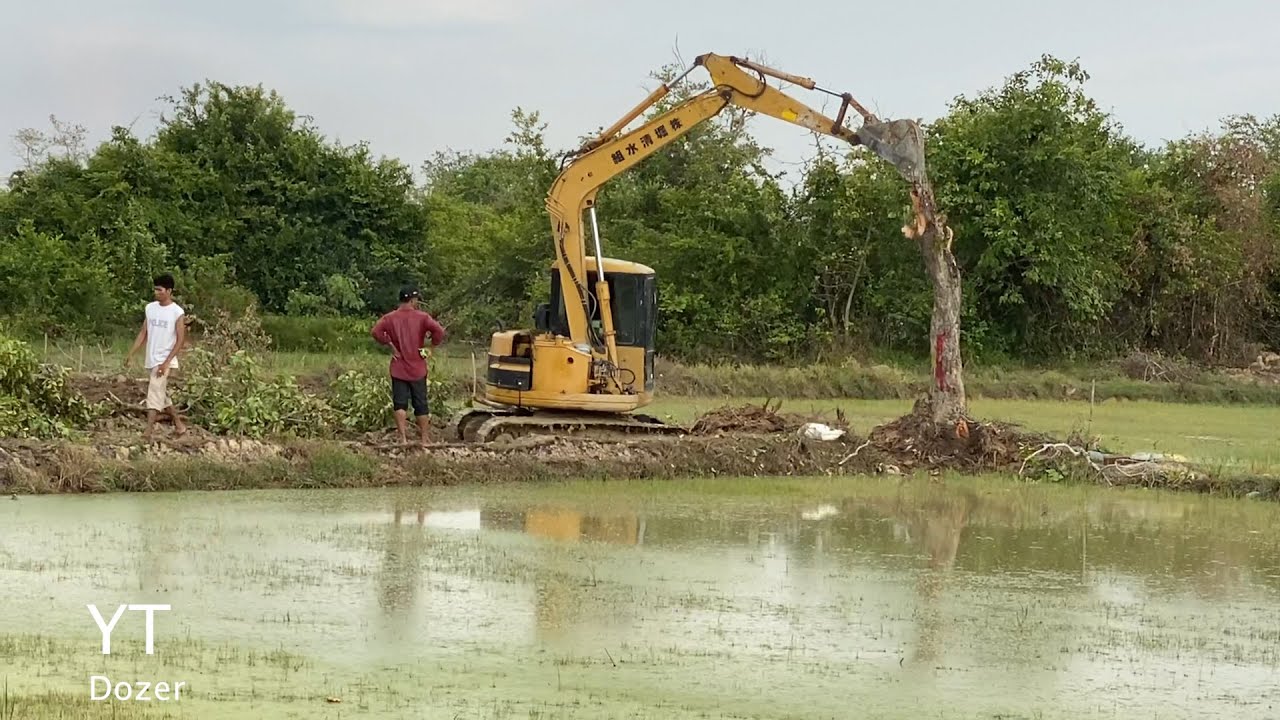Mini Excavator Digging a tree stump - YouTube