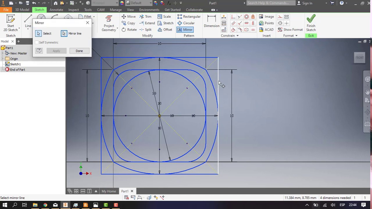 HERRAMIENTAS DE MODELADO 2D AUTODESK INVENTOR 2019 - YouTube