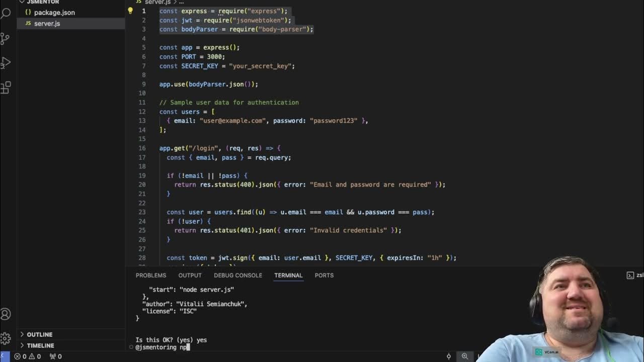 Live mentor session 05.02.2025 (nodejs create simple api server) - YouTube